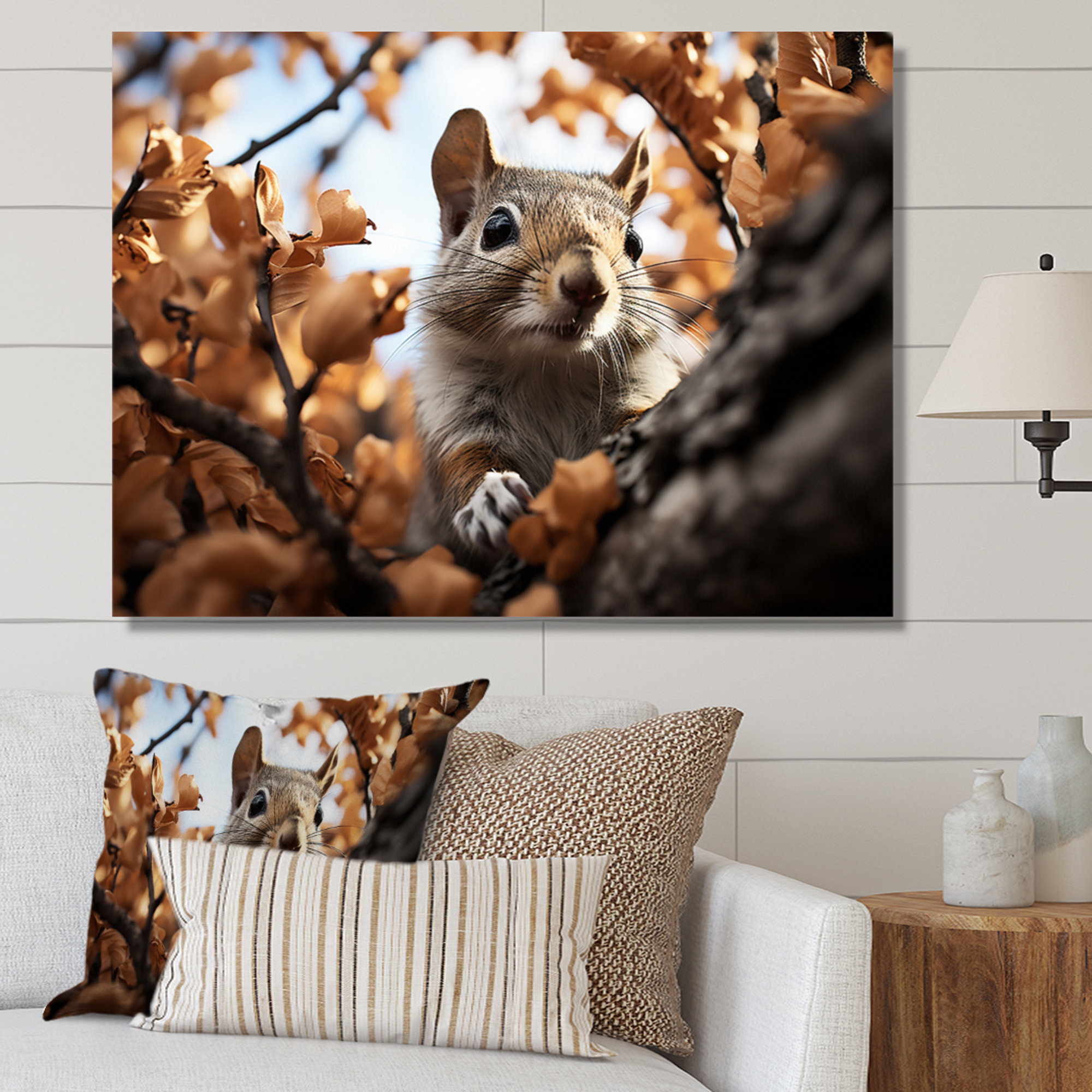 Ebern Designs Rahson Grey Squirrel Squirrels Antics On Canvas Print ...
