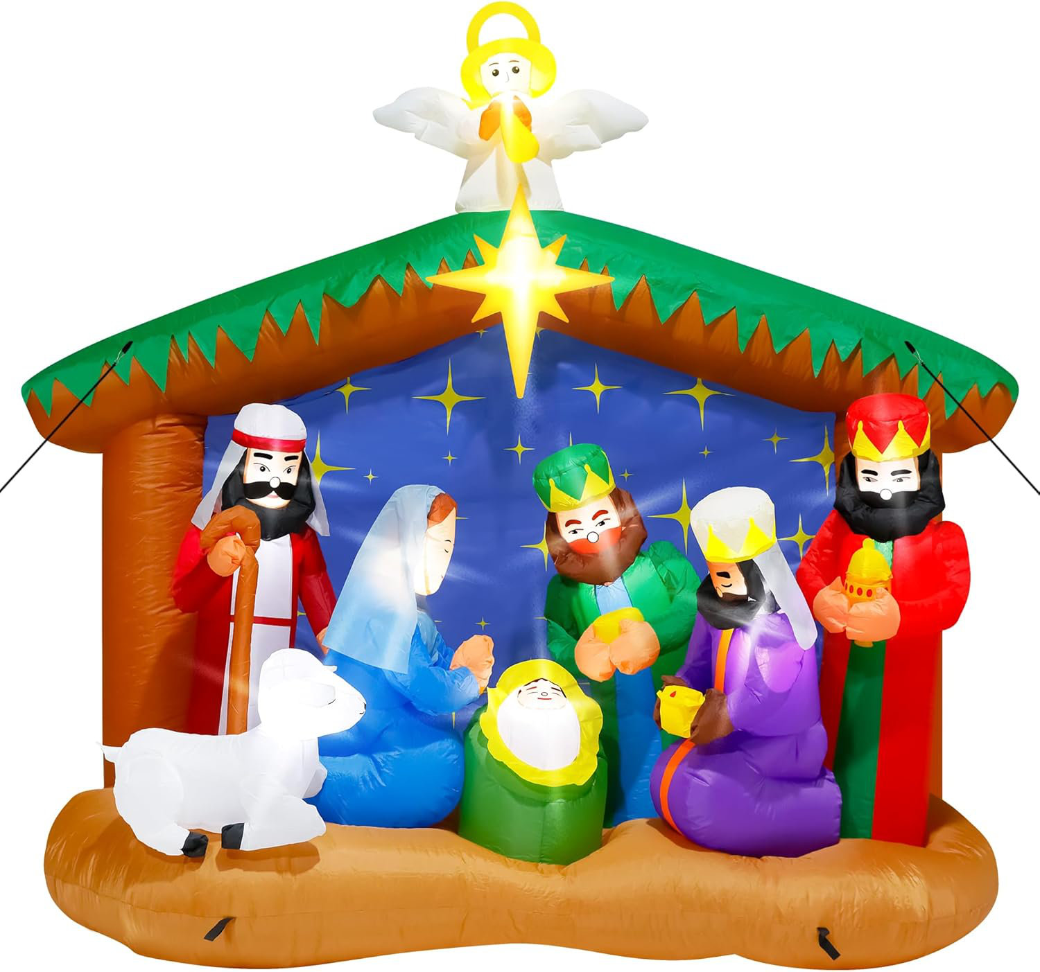 Bloomsbury Market 8FT Christmas Inflatables Nativity Scene, Blow Up ...