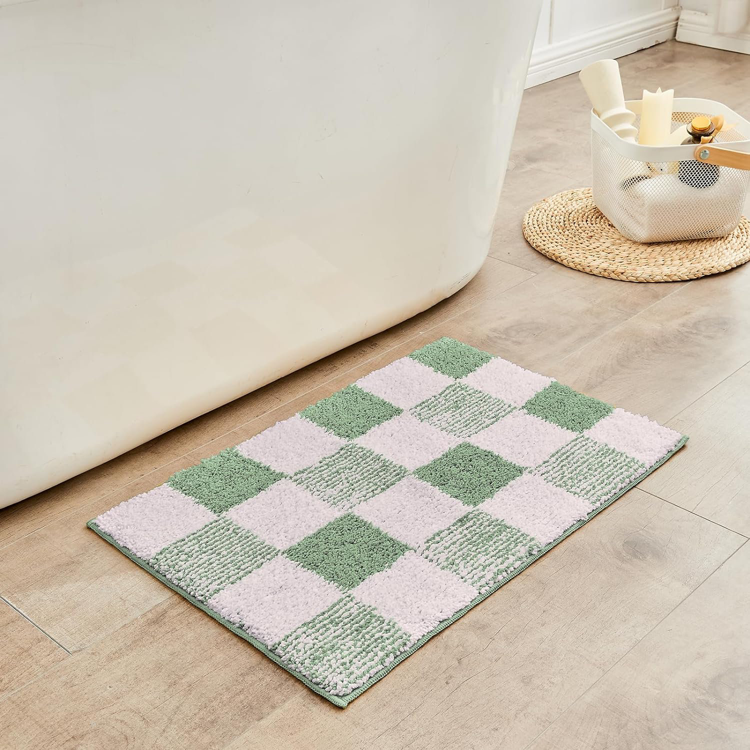 Latitude Run® Checkered Bath Mats For Bathroom Non Slip, Fluffy ...
