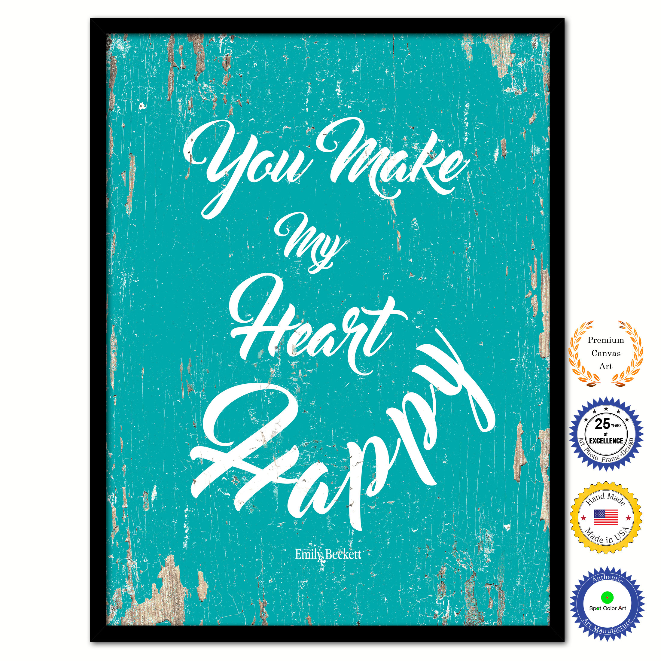 Trinx SpotColorArt You Make My Heart Happy Handcrafted Canvas Print, 13 ...