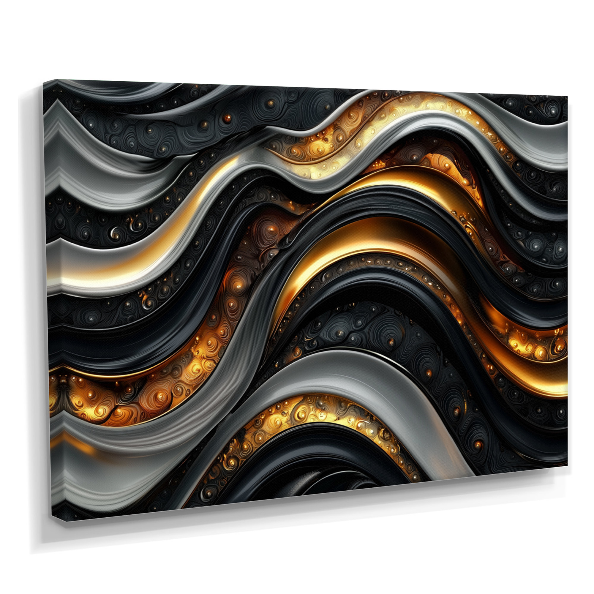 Mercer41 Fractal Black And Grey Peano Curve III - Abstract Canvas Art ...