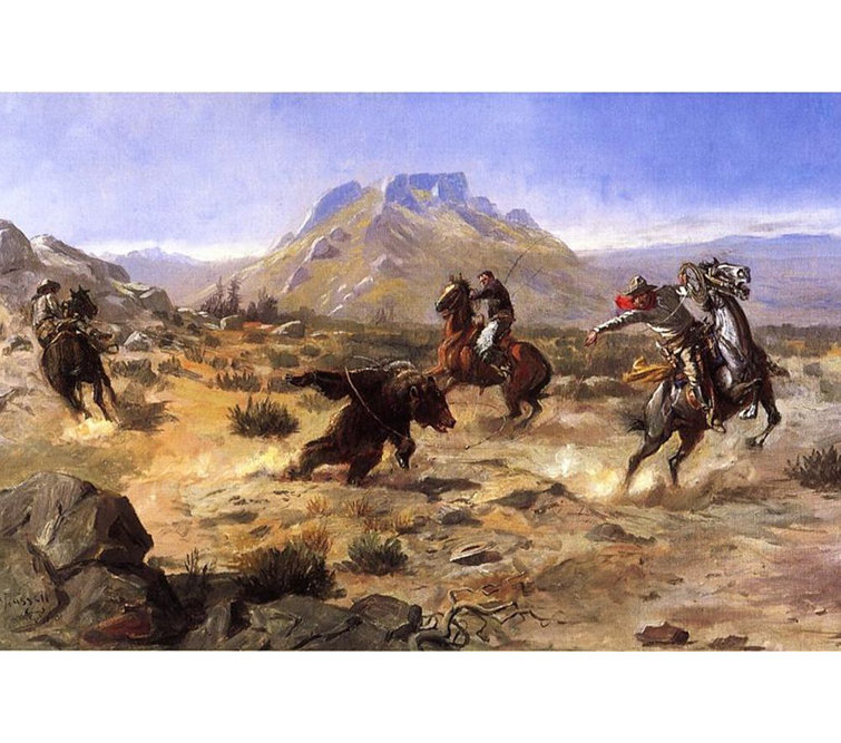 Union Rustic Capturing The Grizzly On Paper by Charles M Russell Print ...