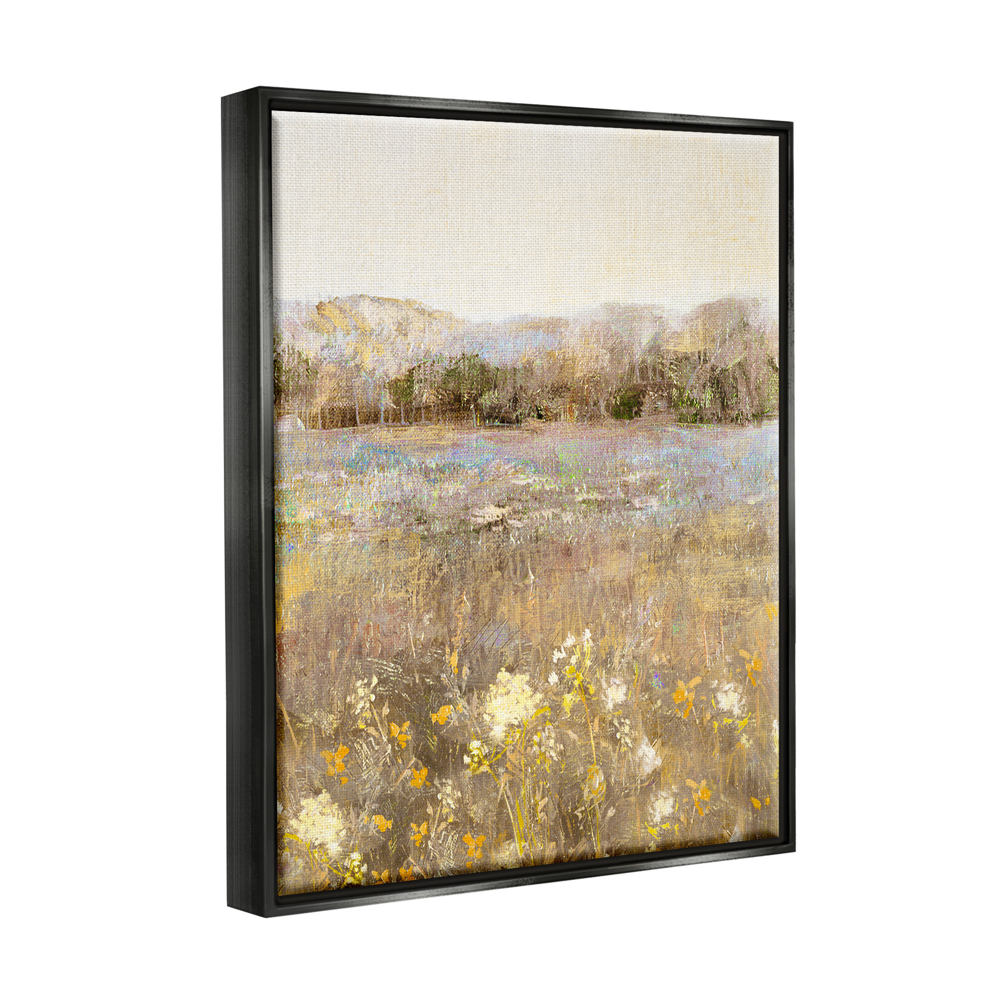 Wildon Home® Yellow Wildflower Blooms Landscape Framed Floater Canvas ...