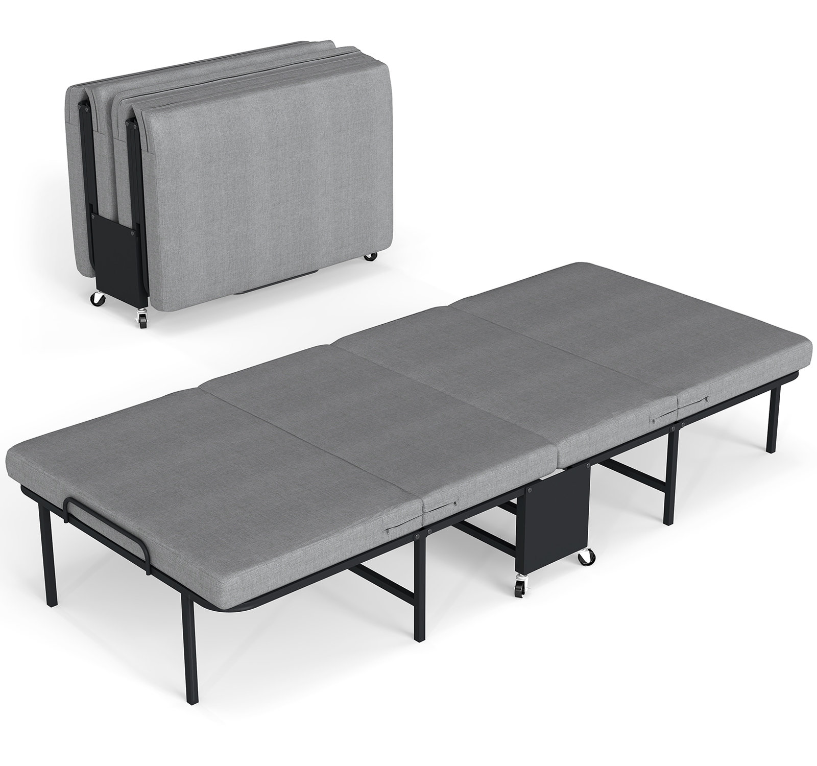 Ebern Designs Folding Bed with Mattress for Adults, Twin Size, Portable ...