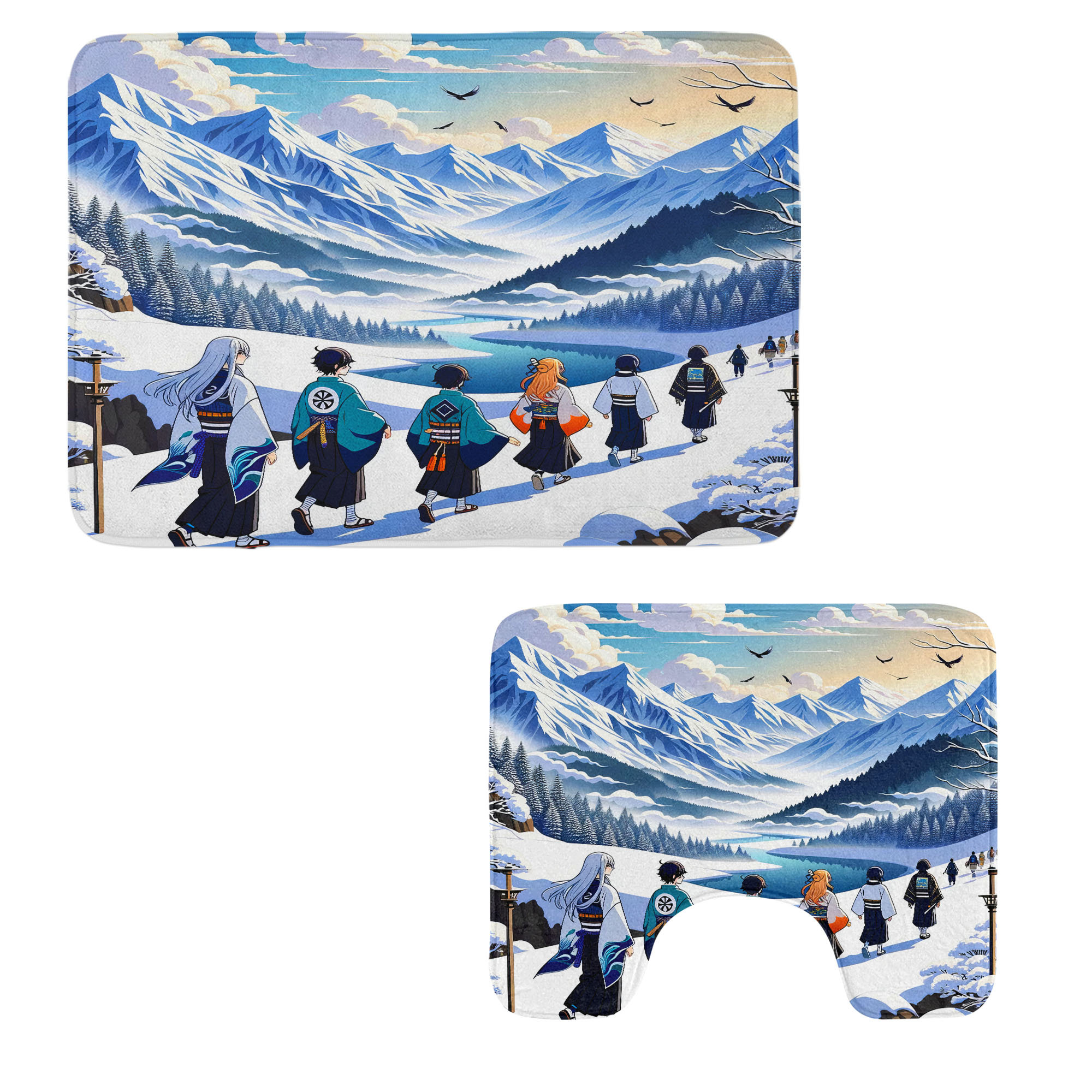East Urban Home Anime Bathroom Rug Set 2 Pieces Rectangle & Contour ...