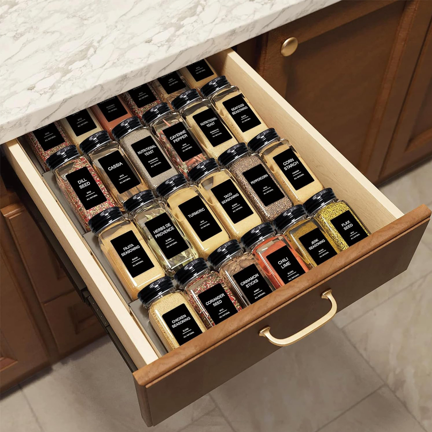 Mint Pantry® 24 Pcs Glass Spice Jars 4oz Seasoning Storage Bottles ...