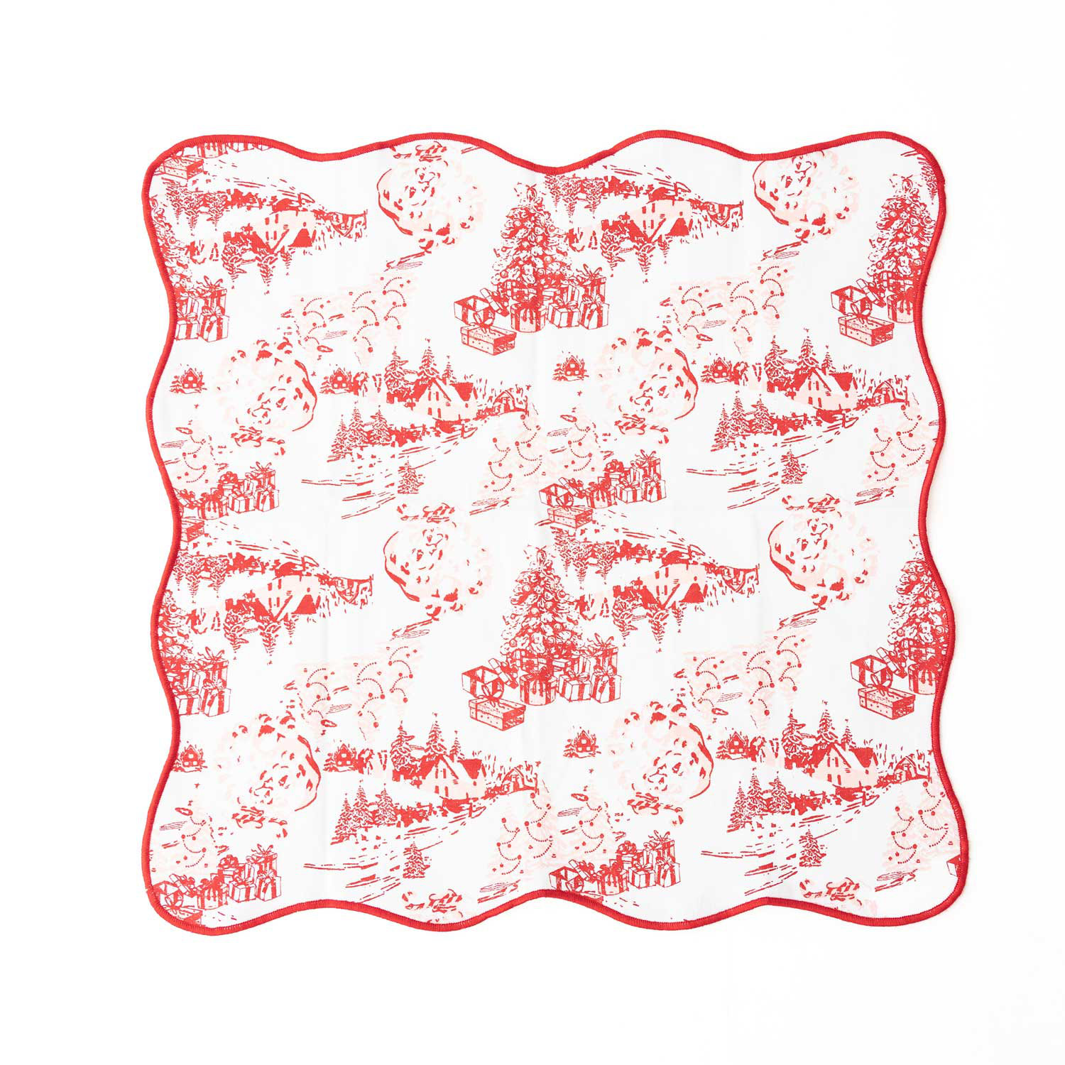 Charlton Home® Santa Toile Scalloped Dinner Napkin | Birch Lane