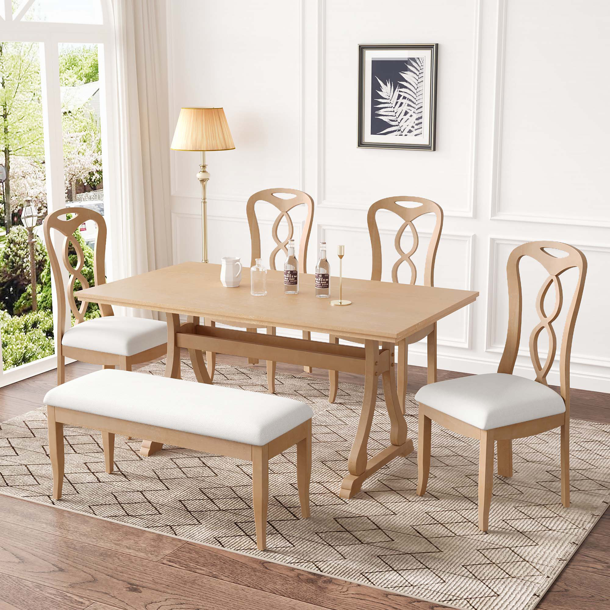 Lark Manor™ Retro 6-Piece Trestle Dining Table Set | Wayfair