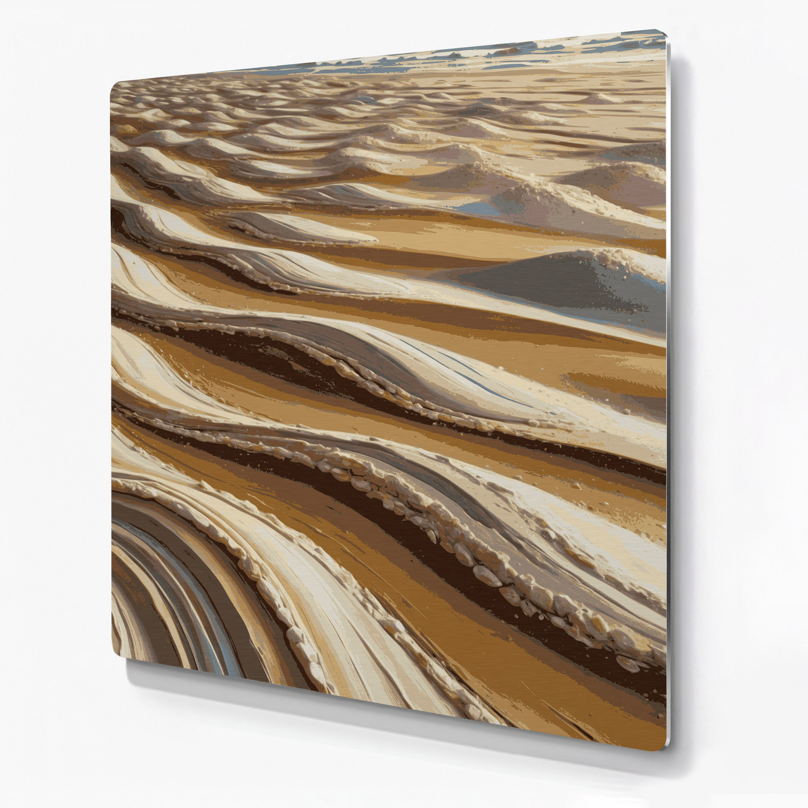 Hokku Designs Coastal Sandy Ripple Deluxe Brown Metal Wall Art | Wayfair