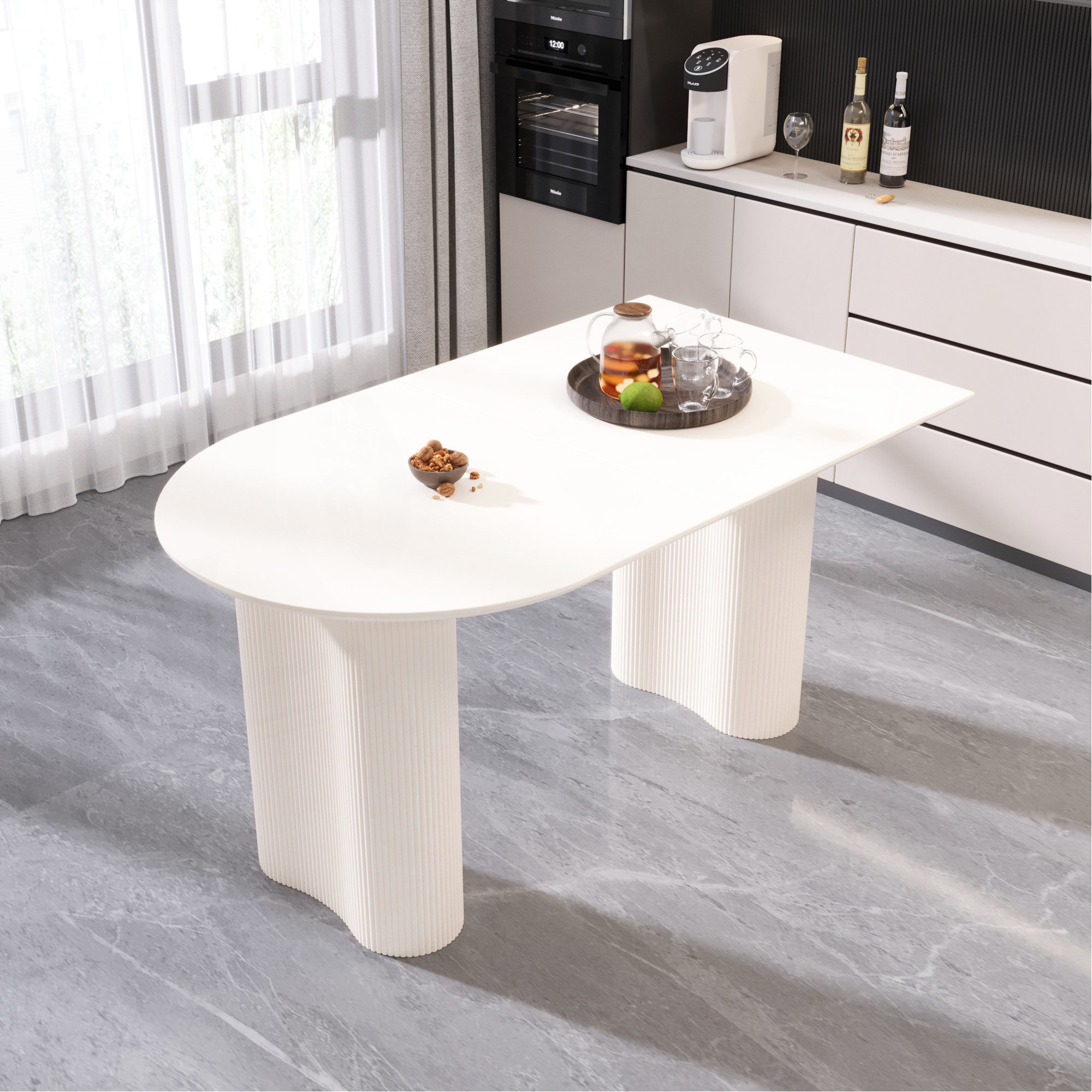 Hokku Designs 63 "Modern MDF New Cream Style Dining Table And Irregular ...