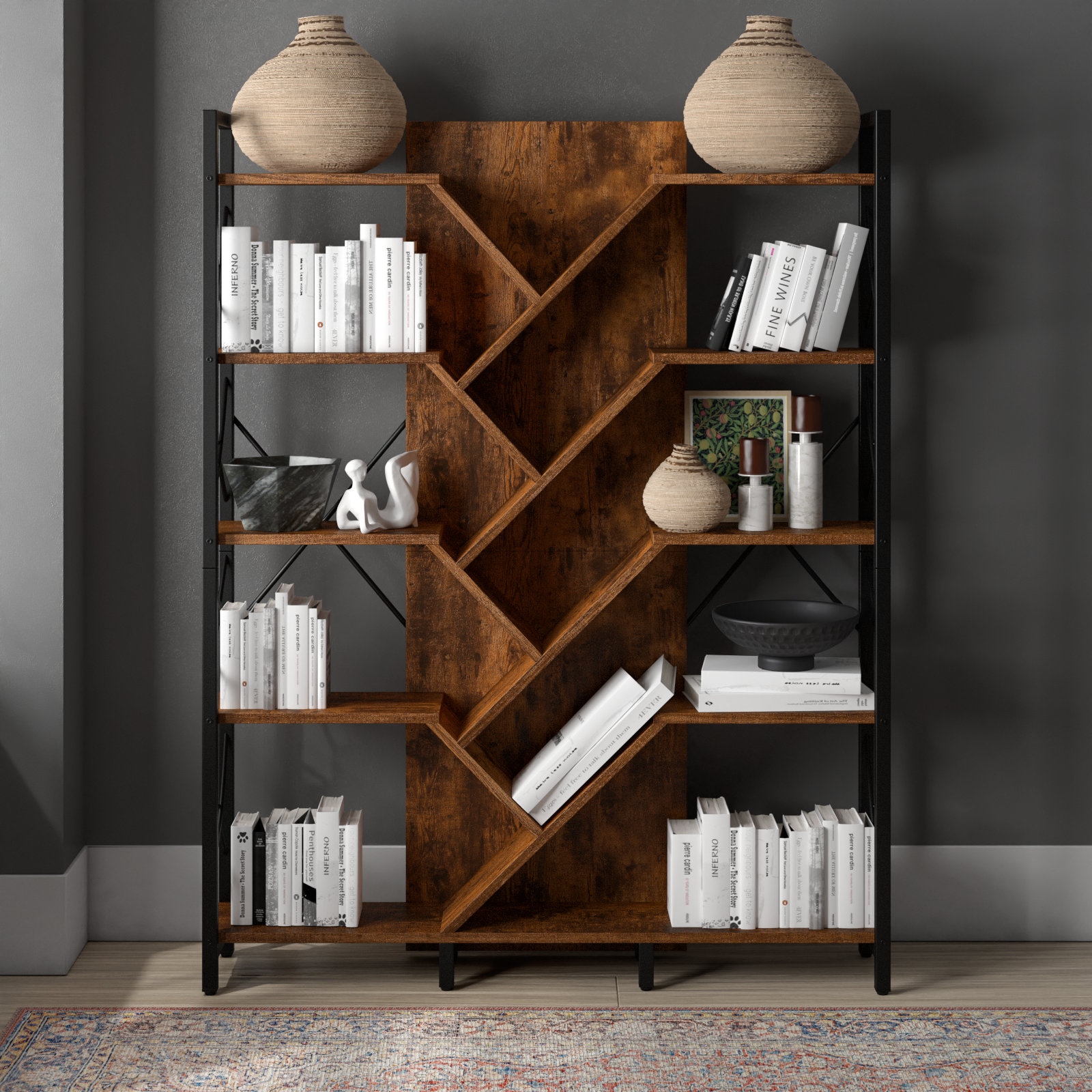 Trent Austin Design® Mong 70" H x 55"W Display Shelves Wood Etagere ...