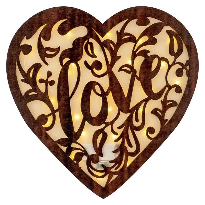 Winston Porter Heart-Shaped Wooden Wall Art with LED Light, Countdown ...