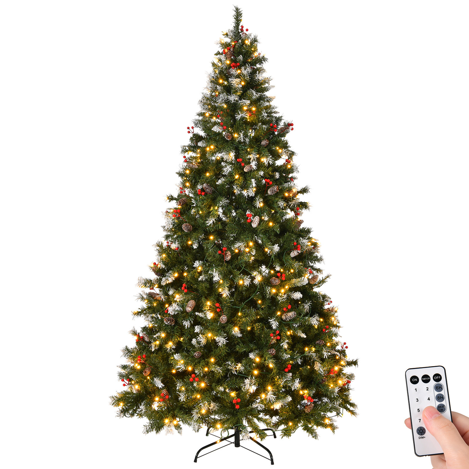 The Holiday Aisle® 7.5 Ft Pre-Lit Artificial Snow Tipped Christmas Tree ...