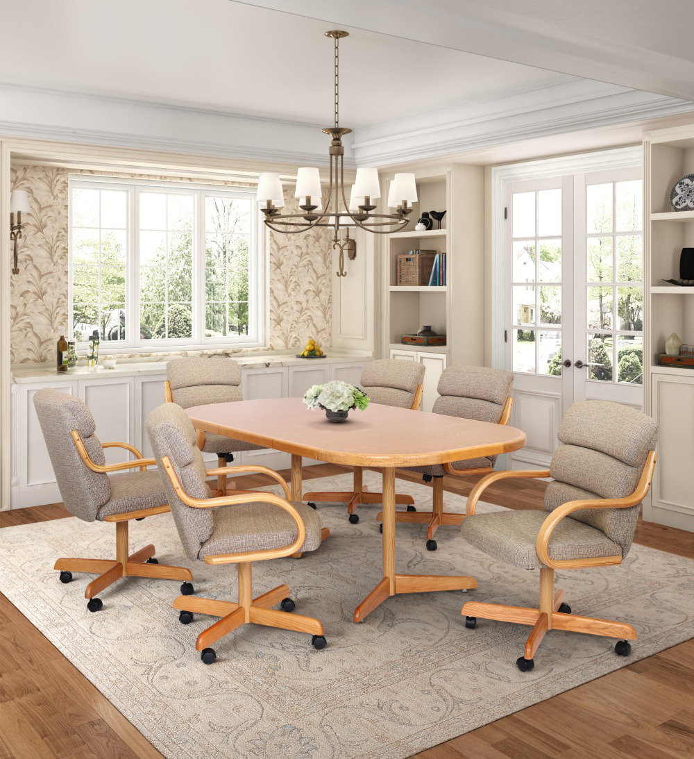 Caster Chair Company 7-Piece Extendable Double-Pedestal Caster Dining ...