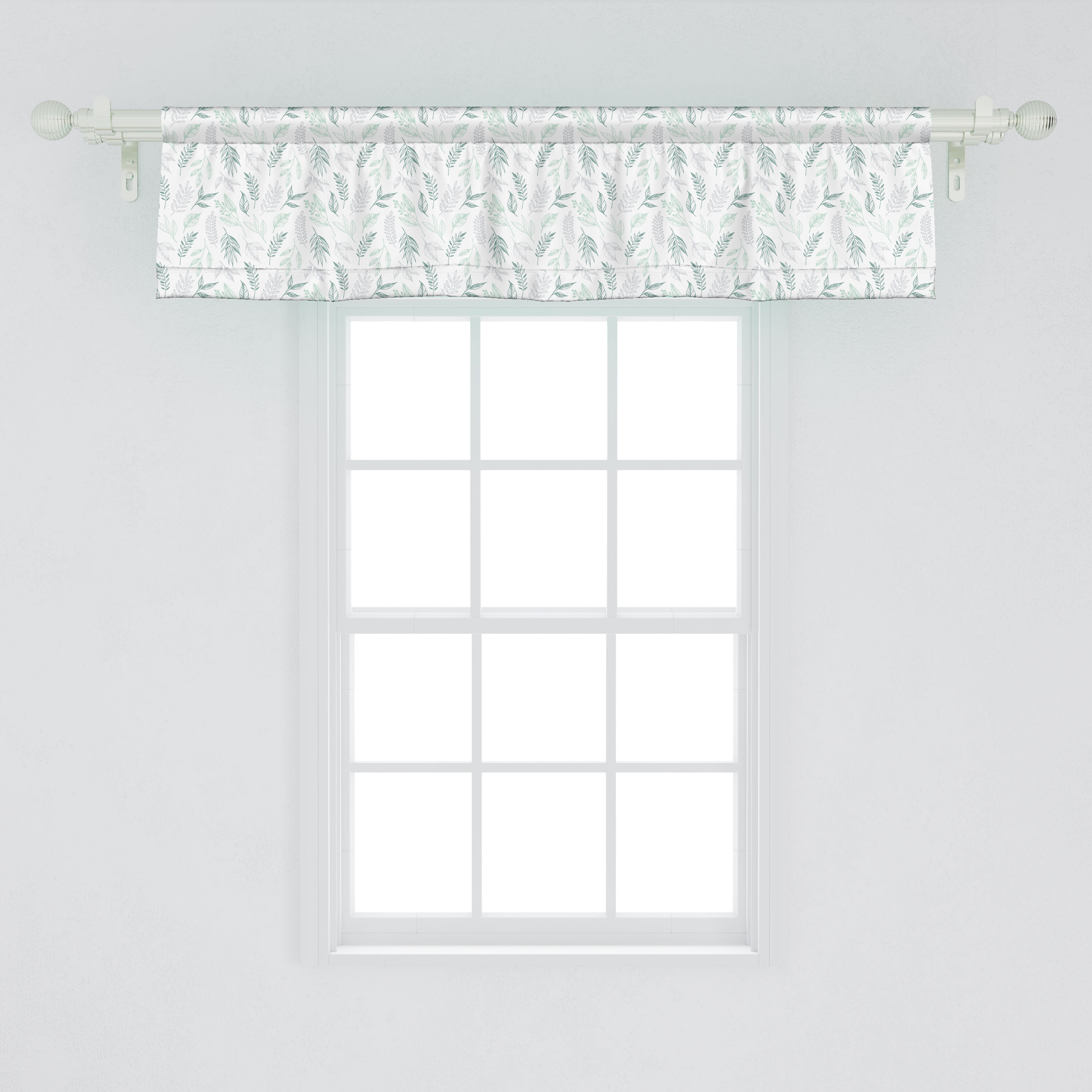 Ambesonne Spring Valance Pack of 2 Pastel Botanical Pattern Jade Green ...