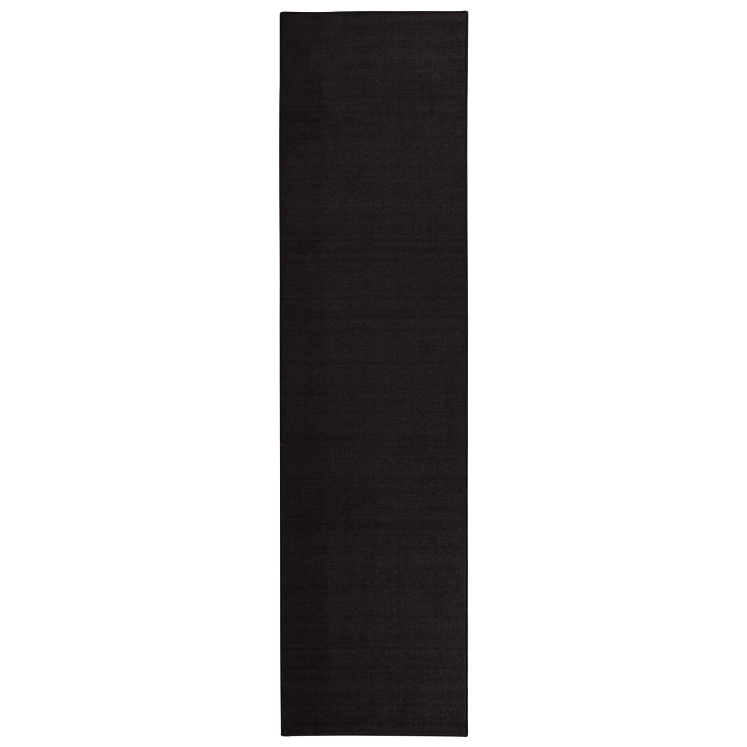 Winston Porter Rhianne Machine Washable Non-Slip Solid Black Runner Rug ...