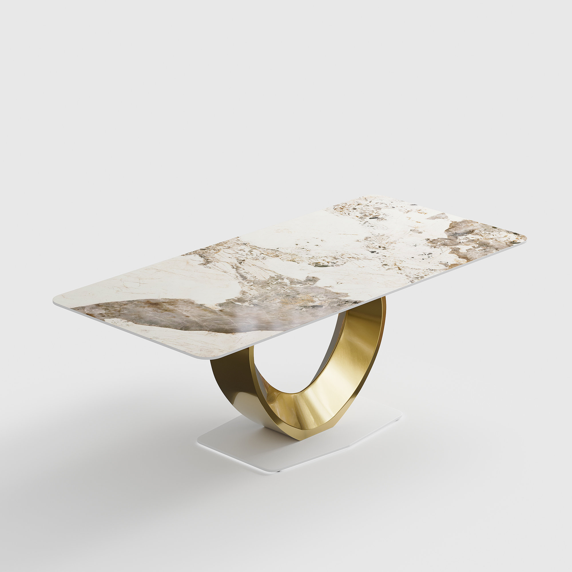 Mercer41 Moaath Heart - Shaped Gold Base Sintered Stone Dining Table ...