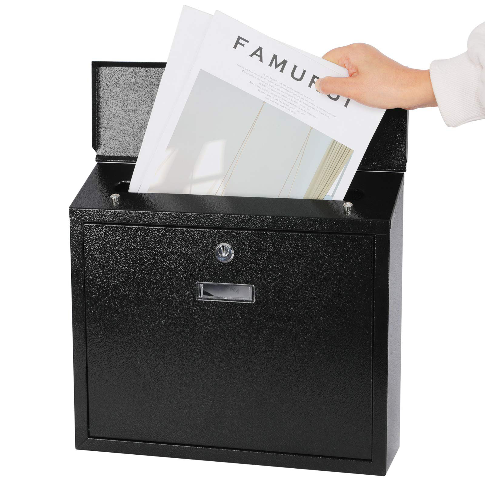 RILVIX Locking Mailbox with Key, Wall-Mounted Security Metal Drop Box ...