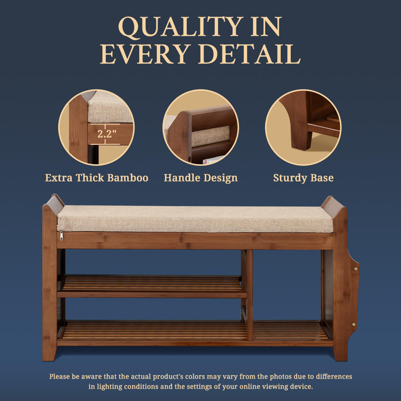 Loon Peak® 39" Wide Bamboo Shoe Bench | Wayfair