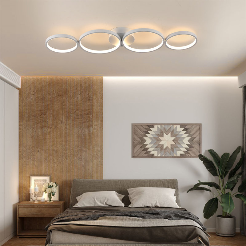 Orren Ellis Modern And Simple 4-Ring Dimmable LED Ceiling Light (White ...