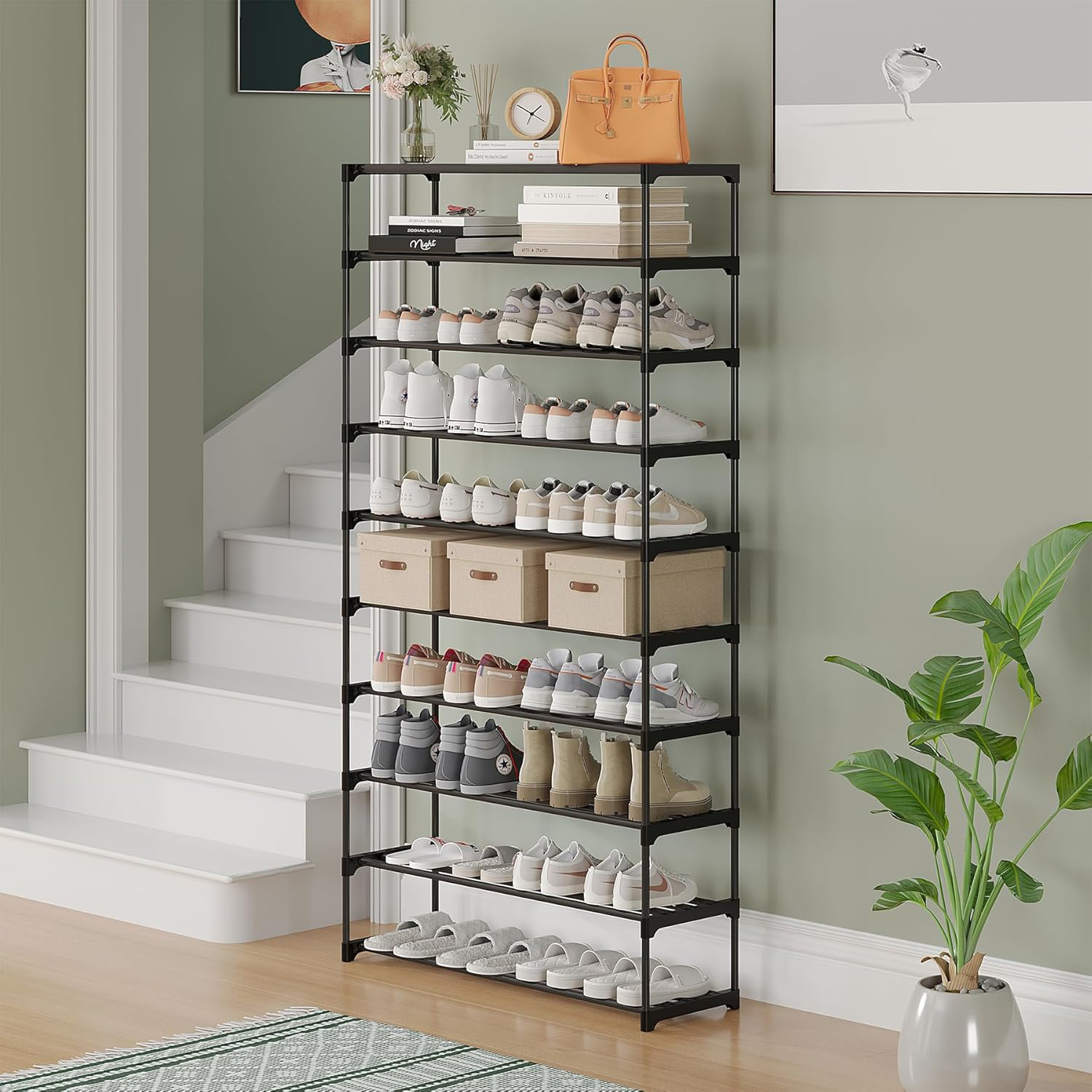 Hokku Designs 10-Tier Shoe Rack Tall Large Capacity 50 Pairs Shoes ...