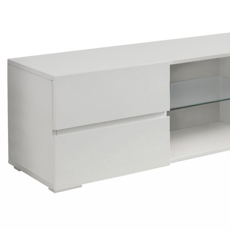 Brayden Studio® Glossy White 4-Drawer TV Console | Wayfair