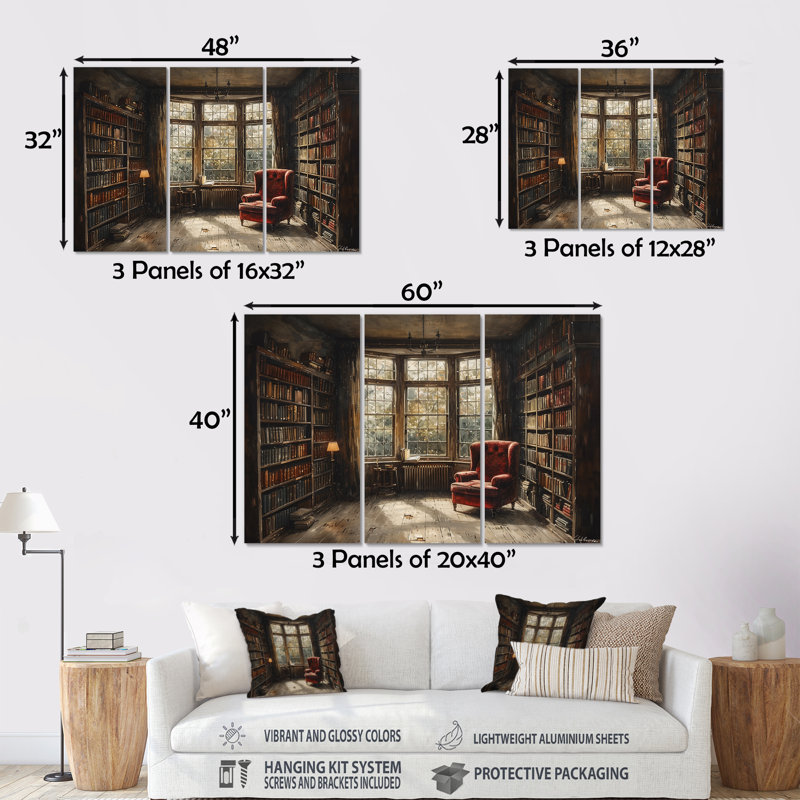 Lark Manor™ Brown Beige Vintage Library Books I - Libraries Wall Art ...