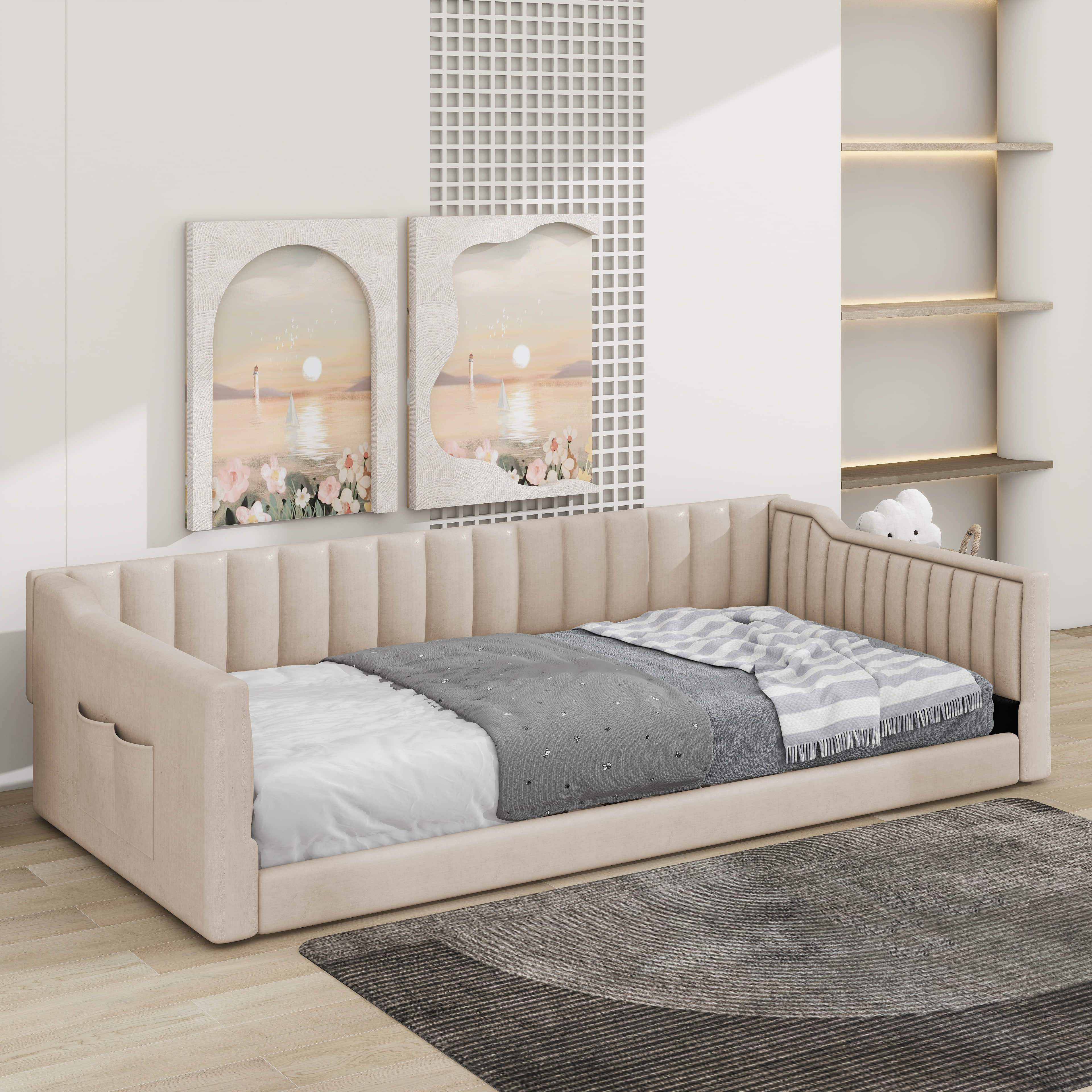Latitude Run® Twin XL Upholstery Daybed With Side Storage Pocket ...