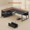 17 Stories 71" L-Shaped Executive Desk, Large Office Desk With Widen ...