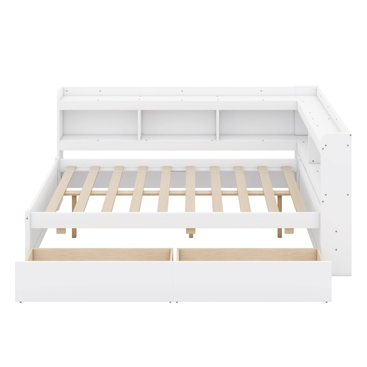 Red Barrel Studio® Platform Bed With L-Shaped Bookcase And 2 Storage ...