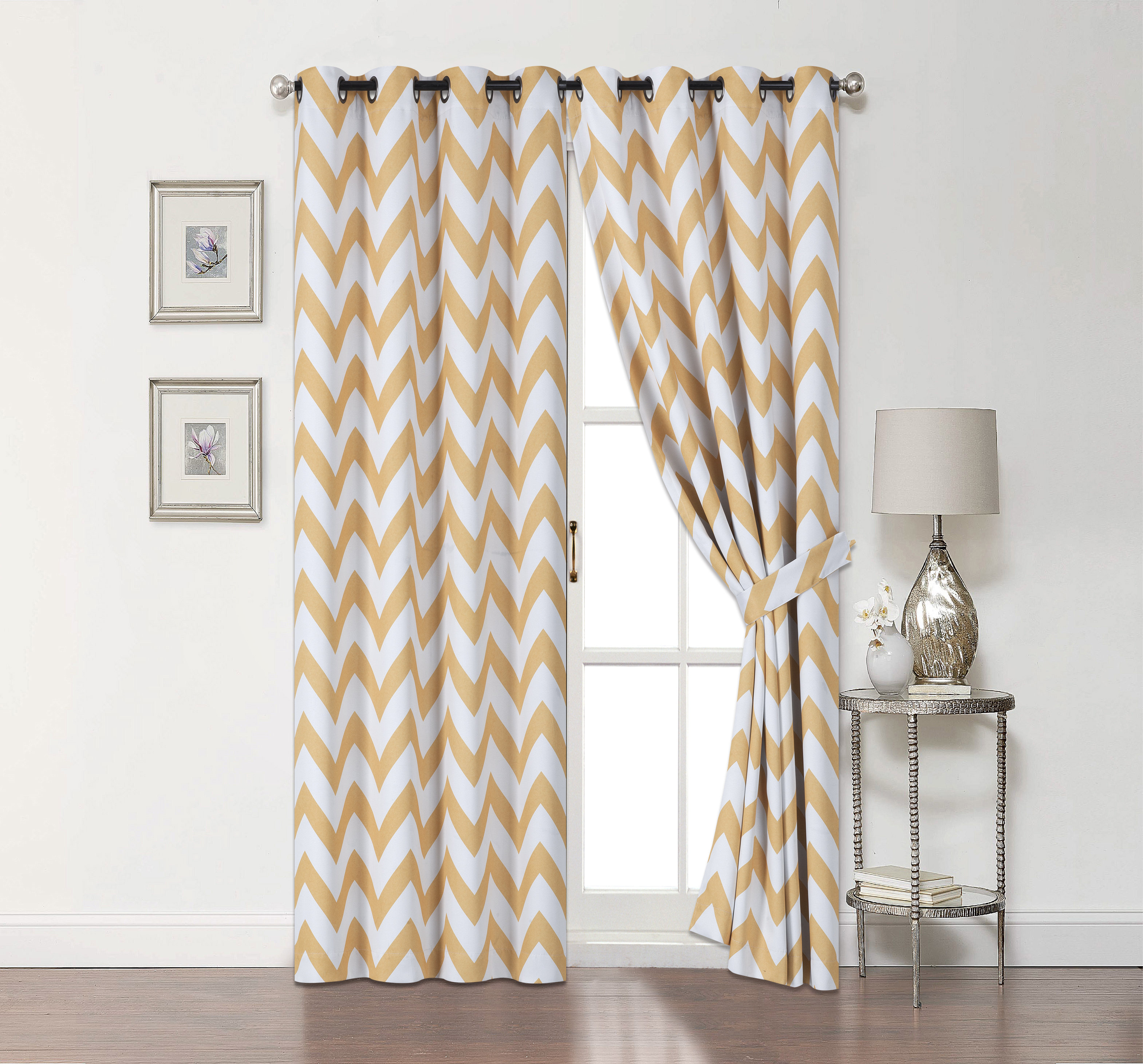 Latitude Run® Ojas Top Window Chevron Blackout Thermal Grommet Curtain ...