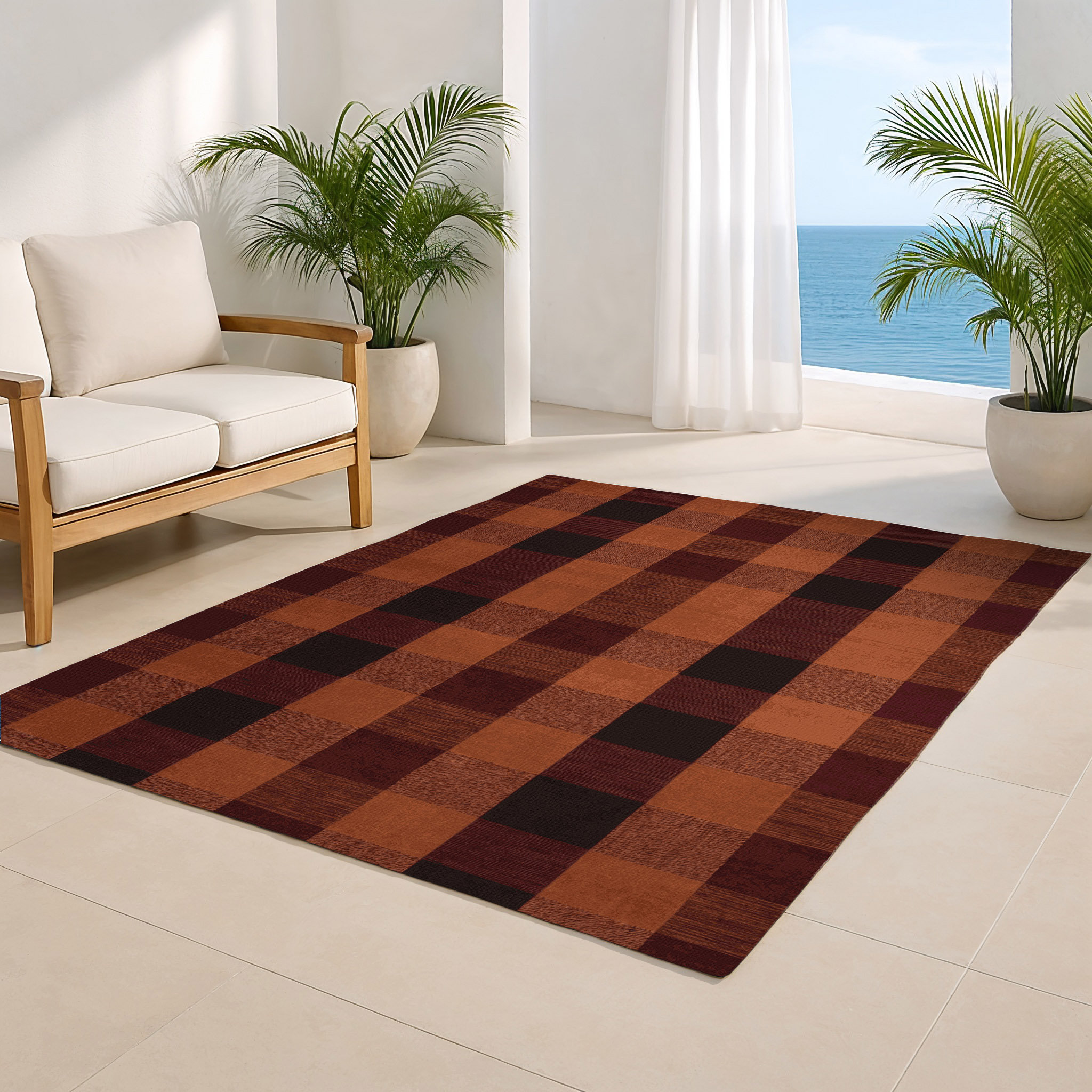 One Allium Way® Checkered Black Indoor and Outdoor Area Rug | Wayfair