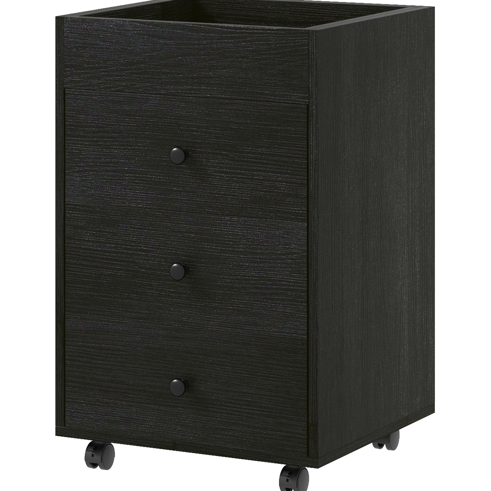 17 Stories Dark Walnut Office Storage Closet With 3 Drawers & Removable ...