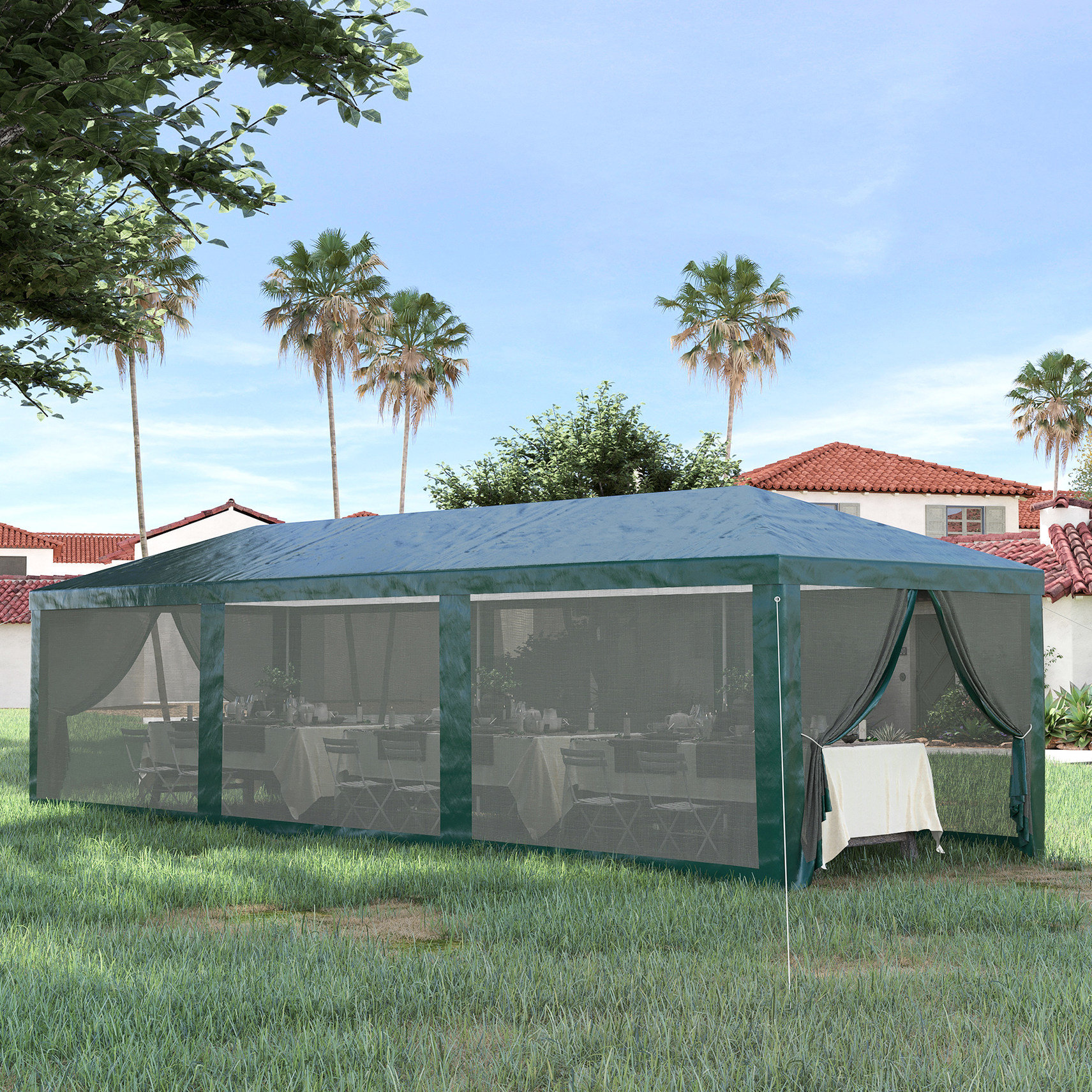 Latitude Run® Gazebo Party Tent, Outdoor Shelter With 8 Removable Mesh ...