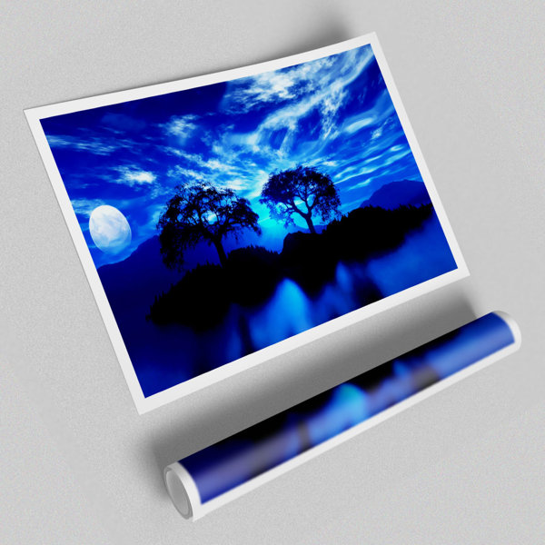 East Urban Home Blue Twin Island Moon - No Frame Art Prints | Wayfair.co.uk