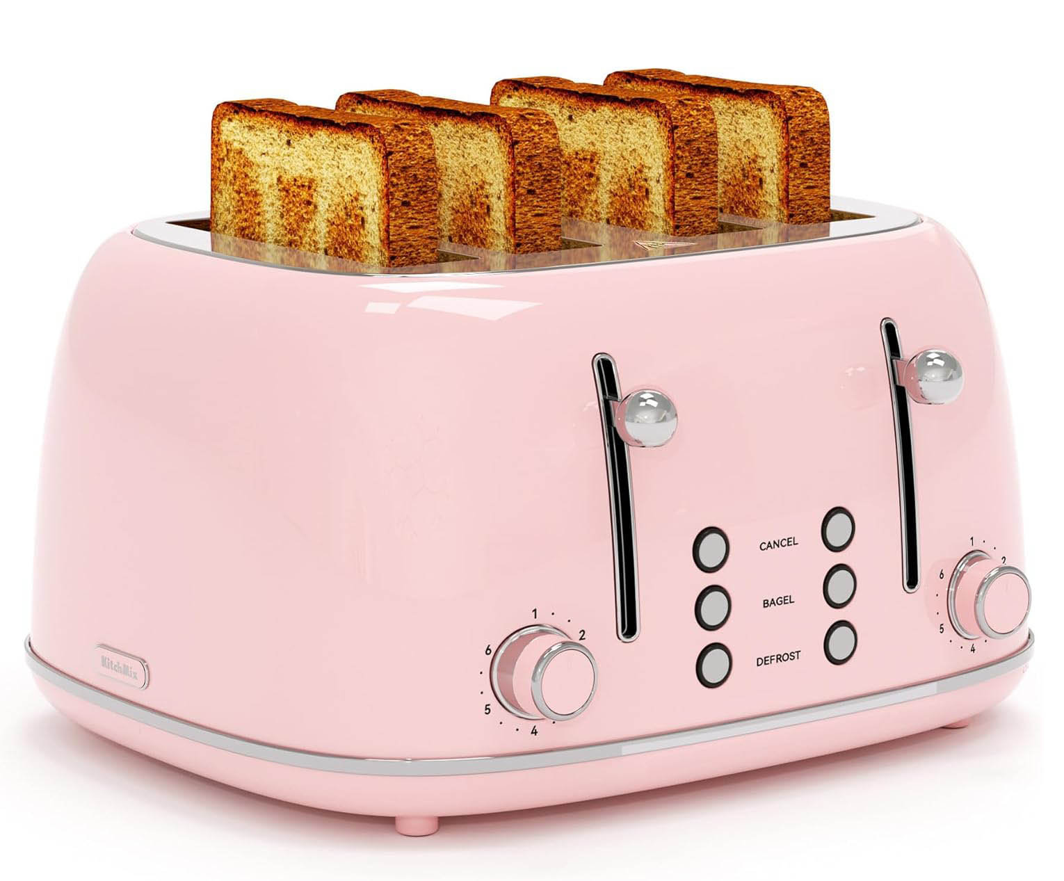 NAGYOL Toaster 4 Slice, Retro Stainless Toaster With 6 Bread Shade ...