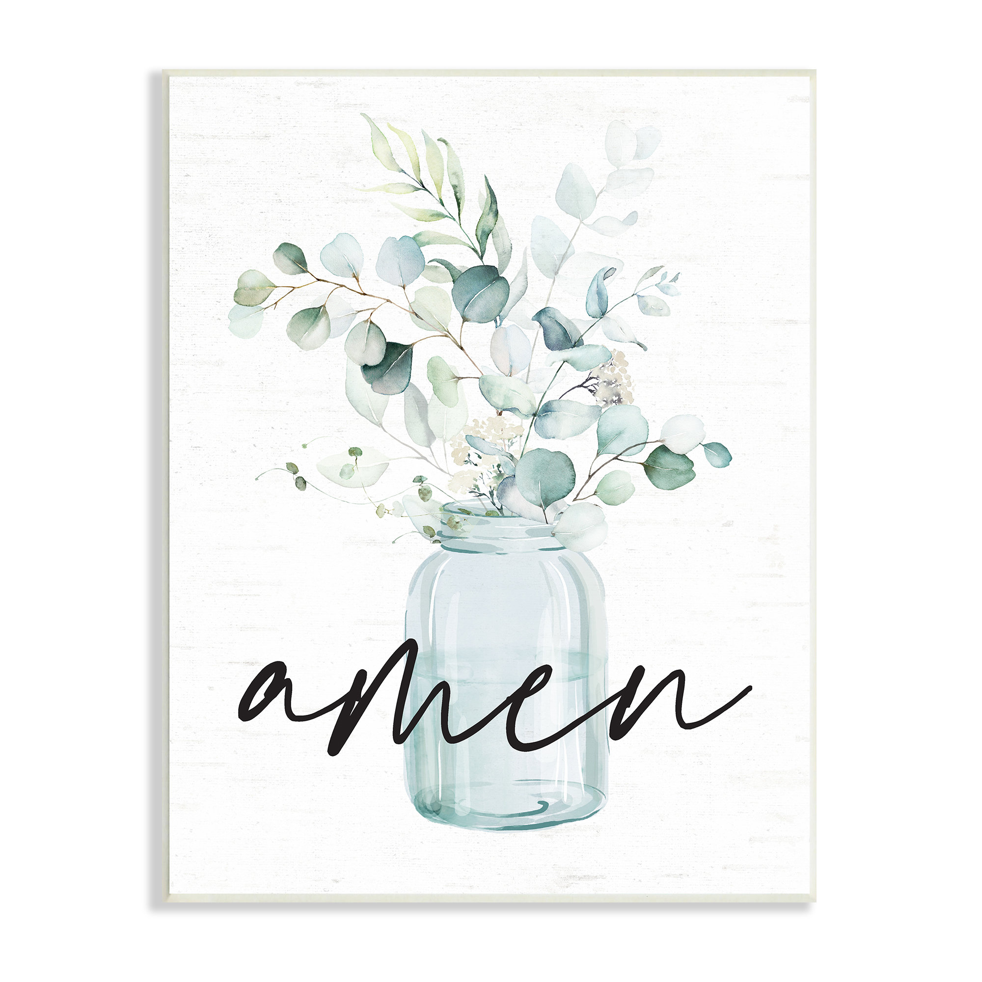 Stupell Industries Amen Religious Calligraphy Eucalyptus Botanicals ...
