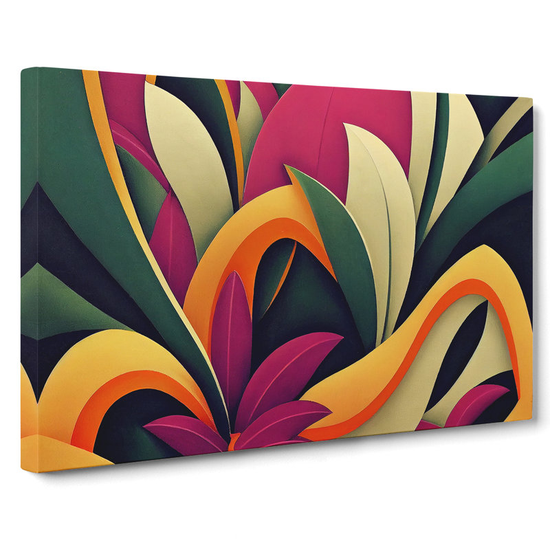 ClassicLiving Endearing Flowers Art Deco Abstract - Wrapped Canvas ...