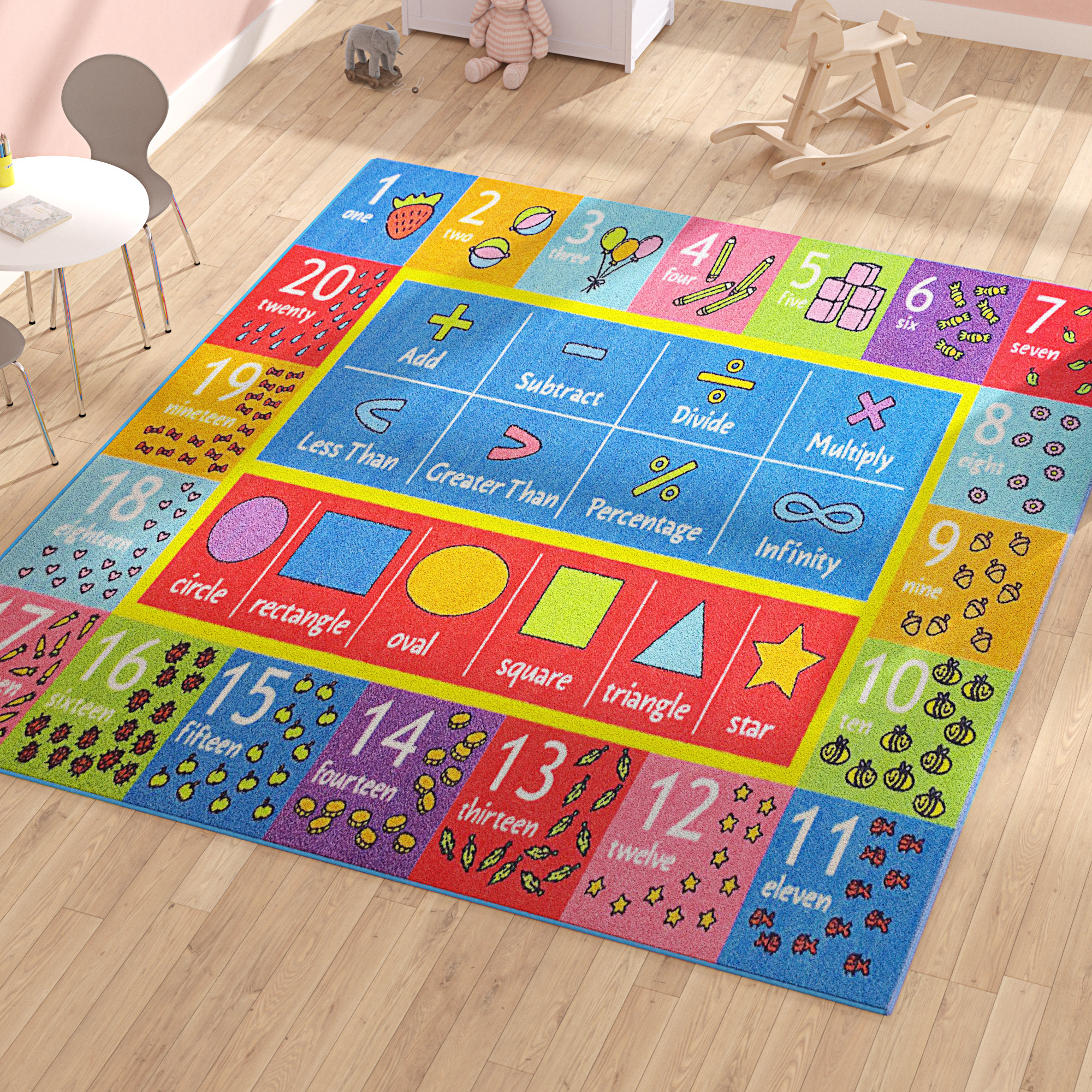 Zoomie Kids Weranna Kids Rug Math Numbers Shape Educational Learning ...