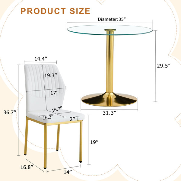 Mercer41 Table and chair set.A 35" Transparent Tempered Glass Round ...
