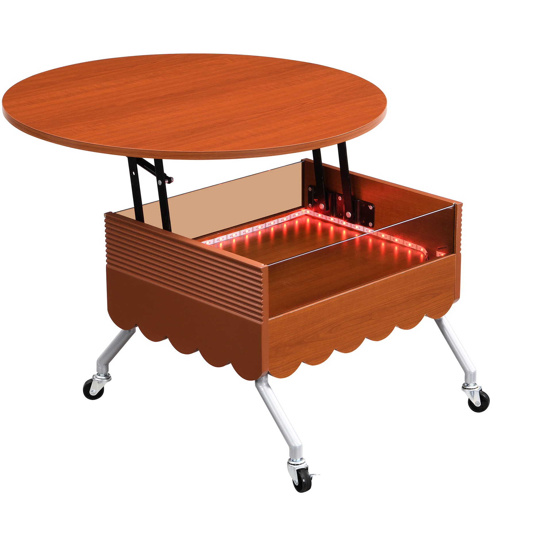 George Oliver 27.6" Lift-top Coffee Table With Wheels And Shimmer Round ...
