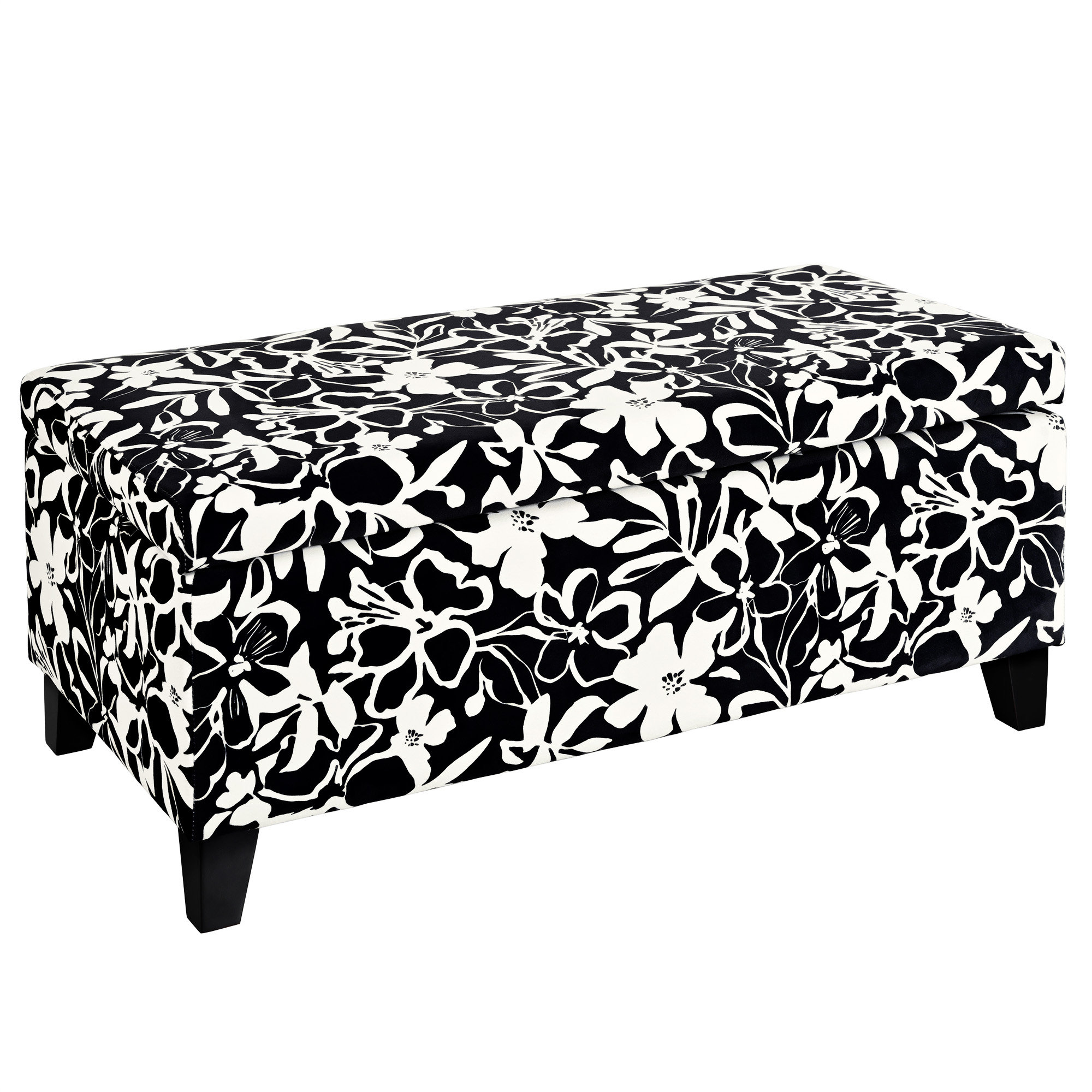 Latitude Run® Luxury Storage Ottoman With Floral Patterned Fabric | Wayfair