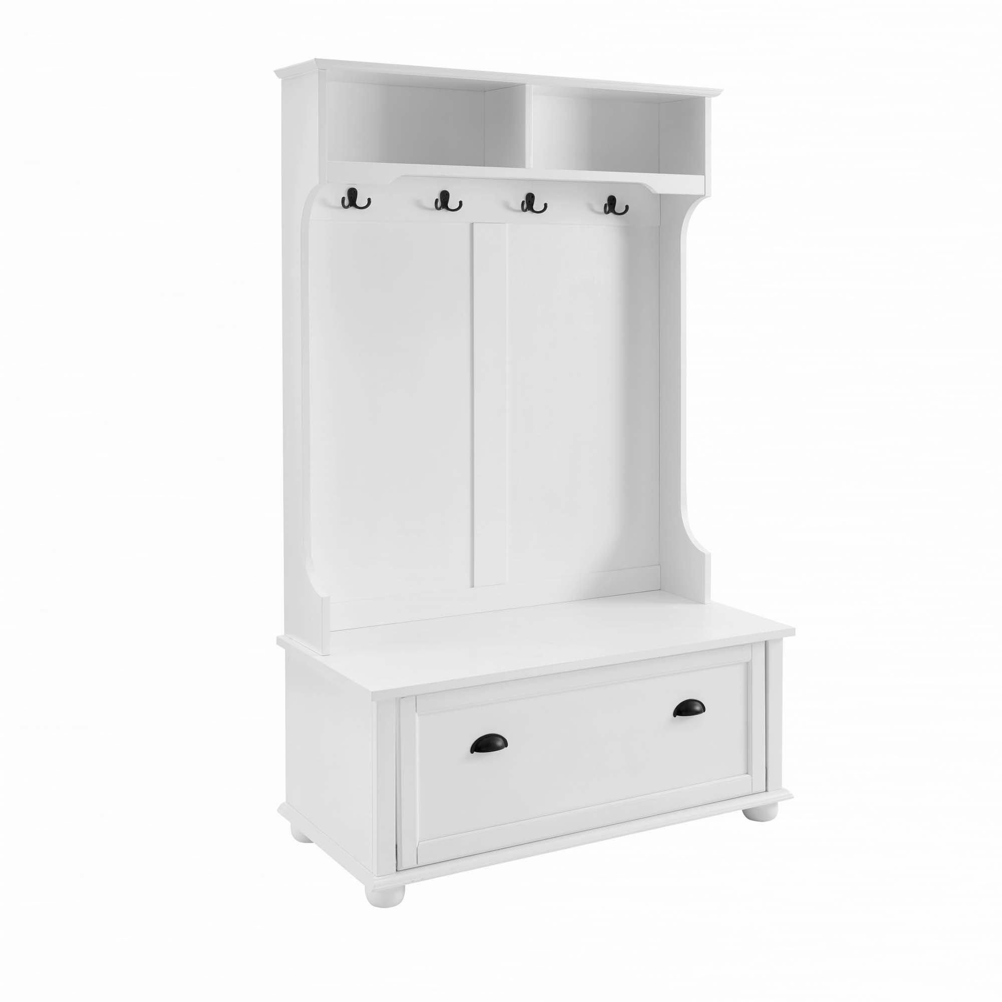 Gracie Oaks Classic Cosatal Style Hall Tree Entryway Bench With Open ...