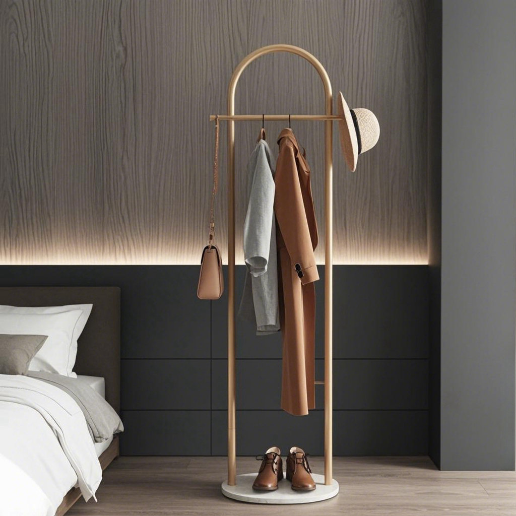 Everly Quinn Gold Coat Rack - Modern Freestanding Garment Rack With ...