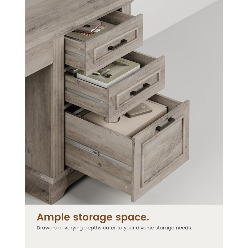 Winston Porter Computer Desk Executive Desk With 3 Drawers, Farmhouse ...