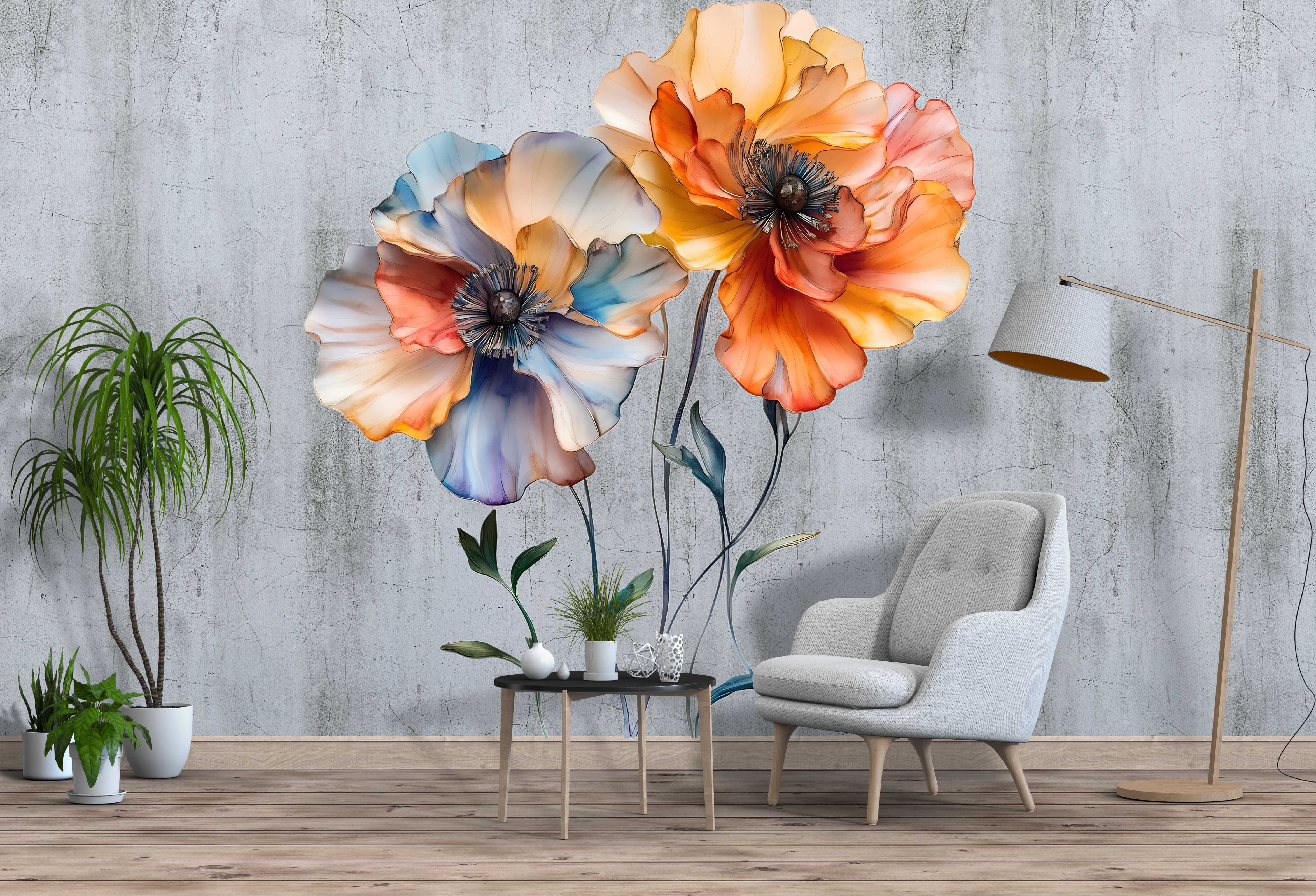 Lark Manor Autocollant mural en vinyle - Motif floral éclatant, idéal ...