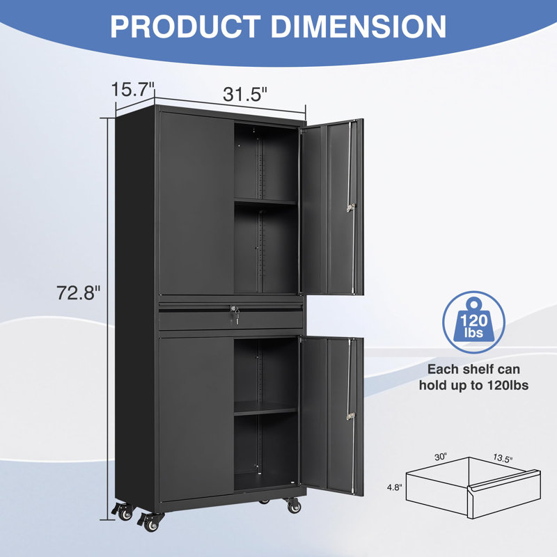 WFX Utility™ Venilale Metal Single Storage Cabinet ( 72.8'' H x 31.5 ...