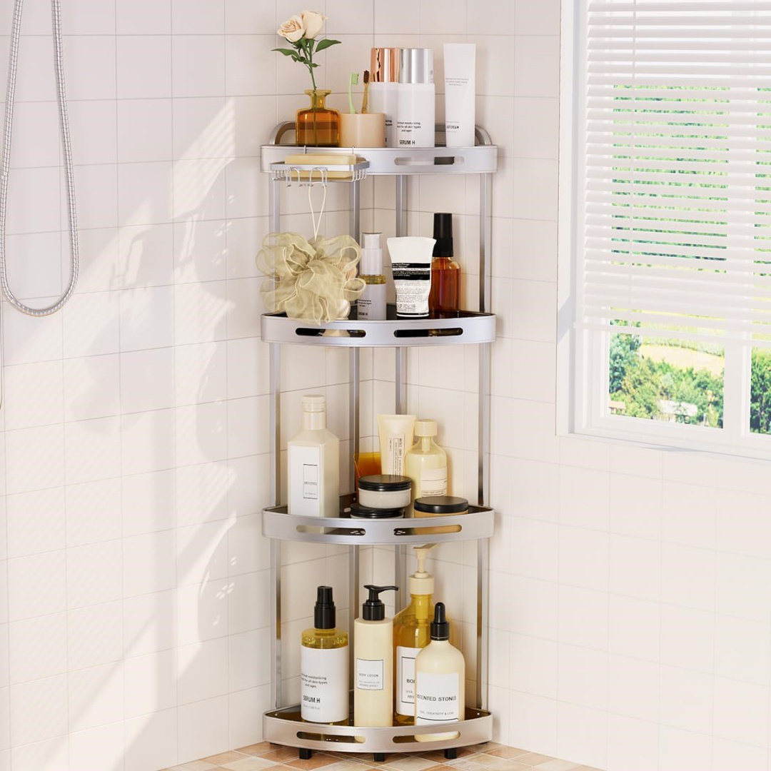 HOMEMAKERS PLAZA Corner Shower Caddy, 4 Tier Standing Shower Organizer ...