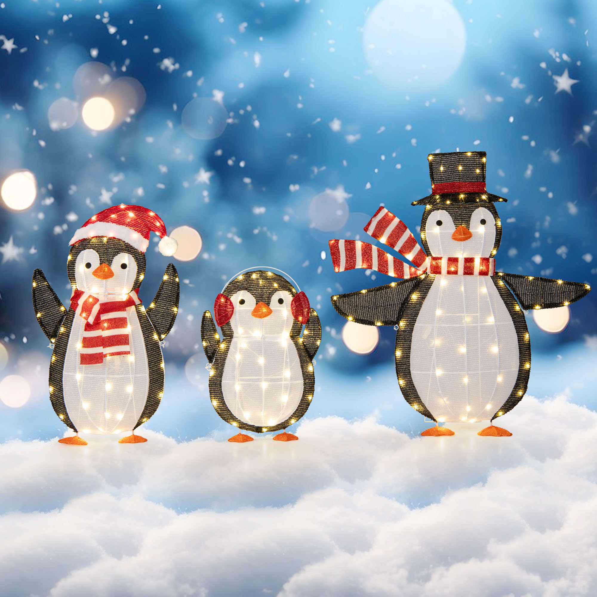 The Holiday Aisle® Lighted Christmas Penguins Set of 3 Christmas ...