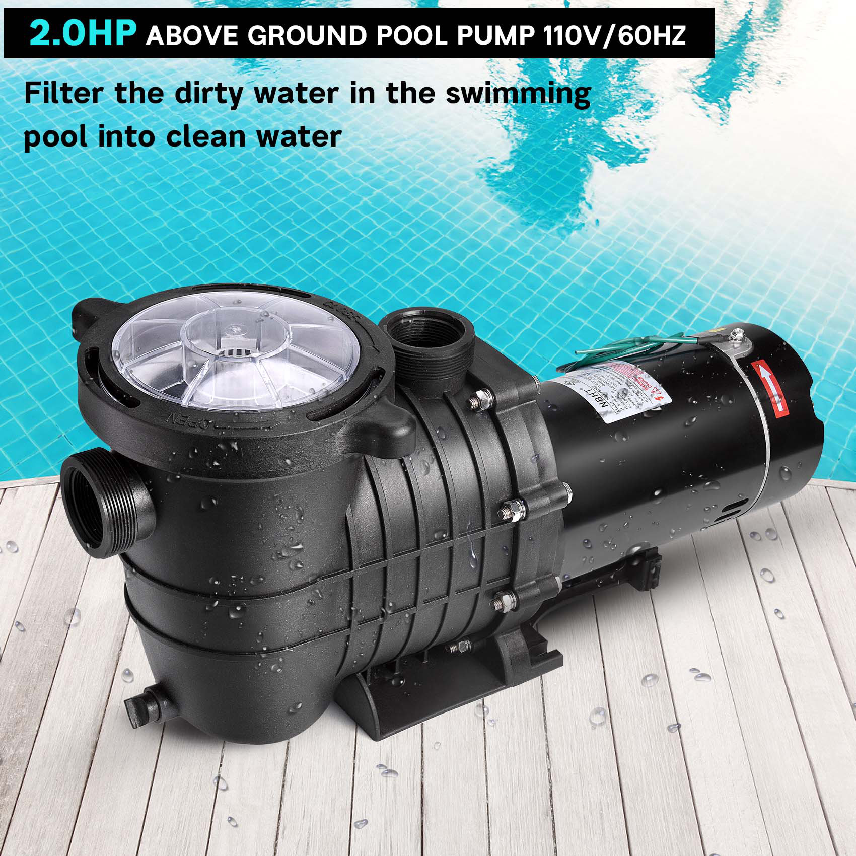 Arlmont & Co. 2 HP High Flow Dual Voltage Pool Pump with Strainer ...